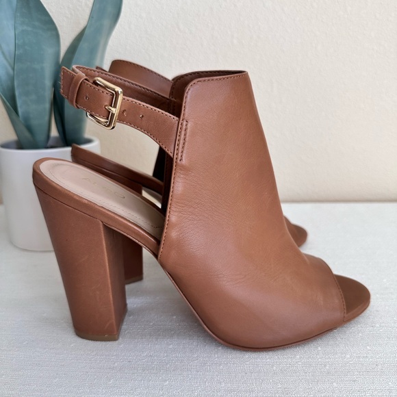 Aldo | Shoes | New Aldo Cognac Leather Peep Toe Sling Back High Heel ...